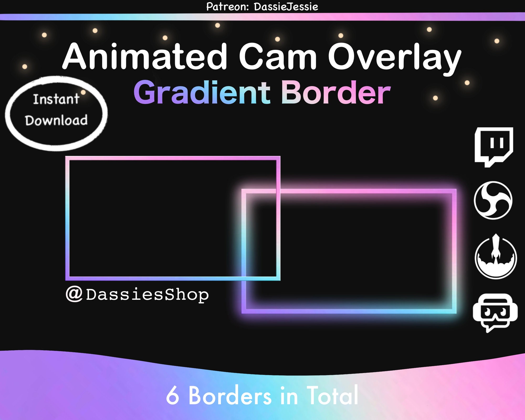 Twitch Animated Camera Overlay | Rainbow Gradient Border - Etsy
