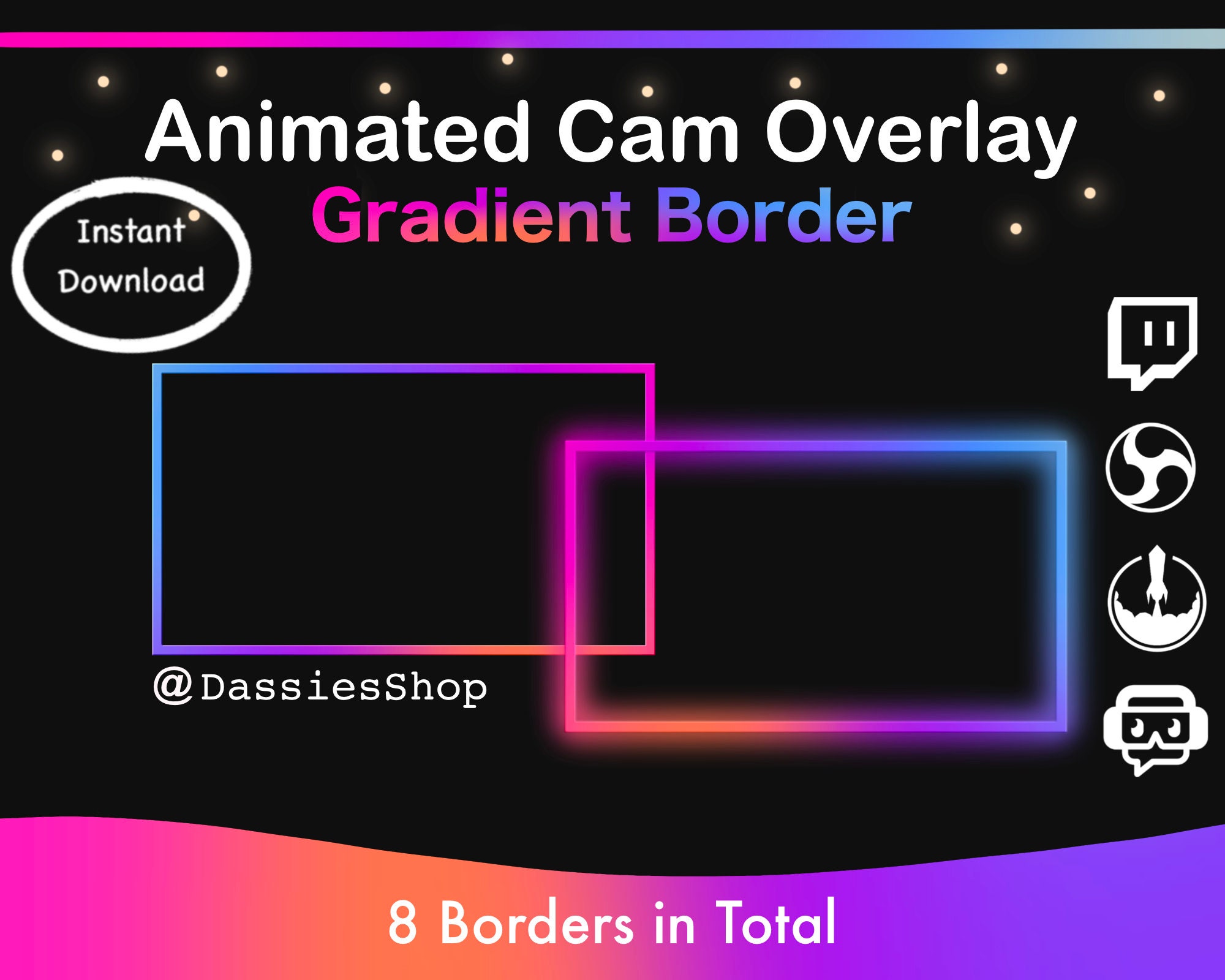Twitch Animated Camera Overlay Neon Gradient Border - Etsy
