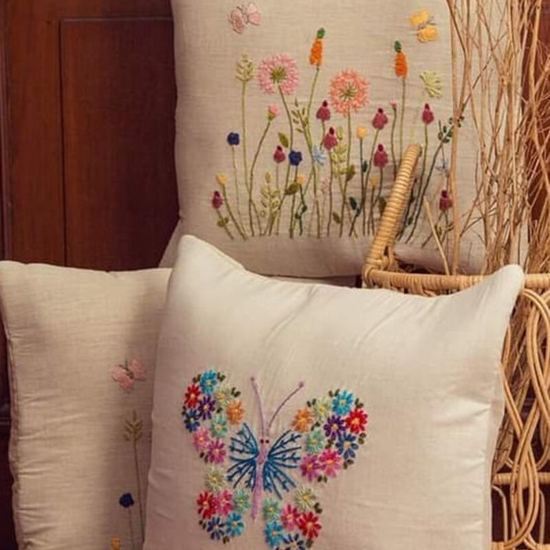 Embroidered Cushion - Etsy