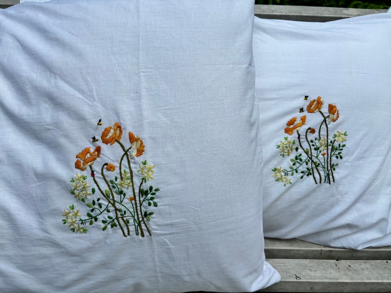 Hand Embroidered Pillow Case - Etsy