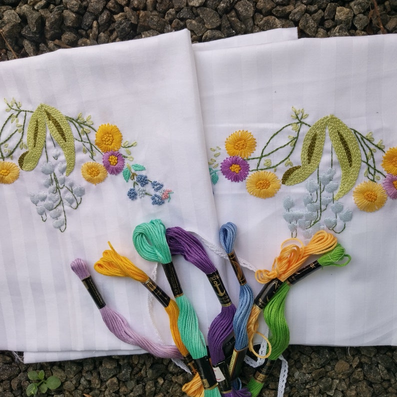 Hand Embroidered Pillow Case - Etsy