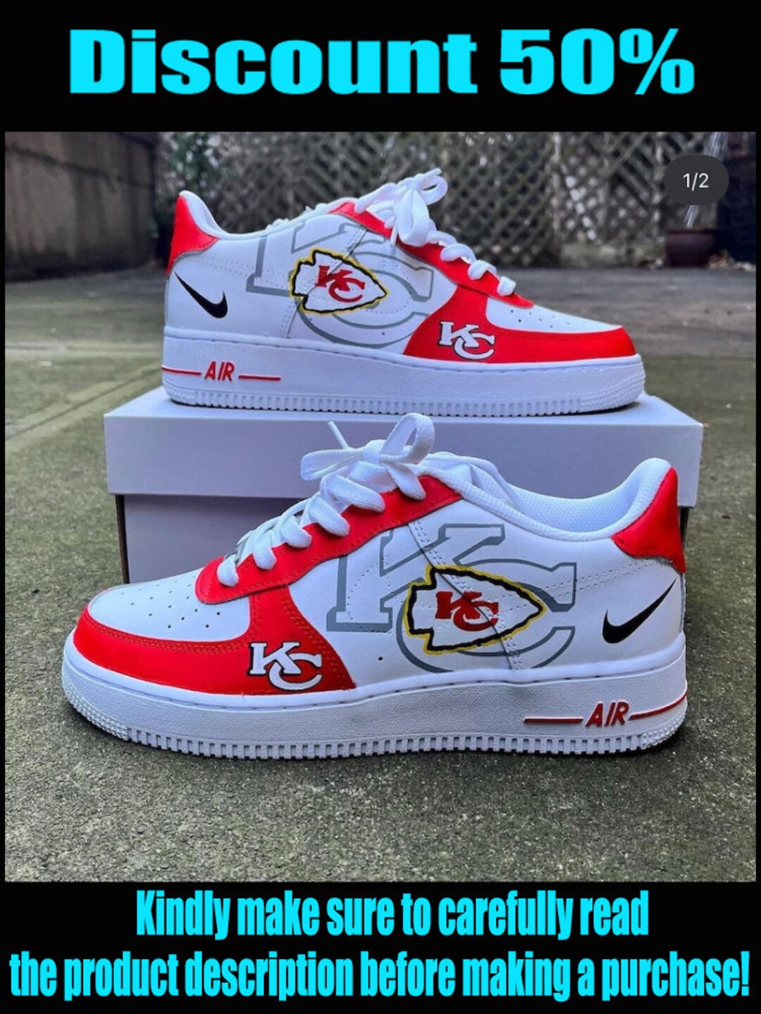 Custom Kansas City Chiefs Air Force 1 Chiefs Football Shoes - Etsy