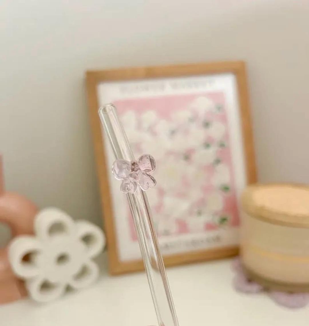 Bow Glass Straw| Cute Glass Straws| Glass Straw |gift for Her| Cup ...