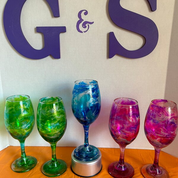 Alcohol Ink Wine Glasses - Etsy