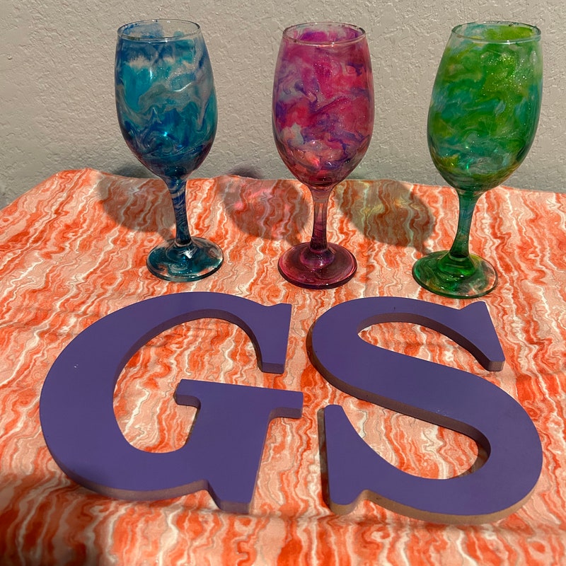 Alcohol Ink Wine Glasses - Etsy