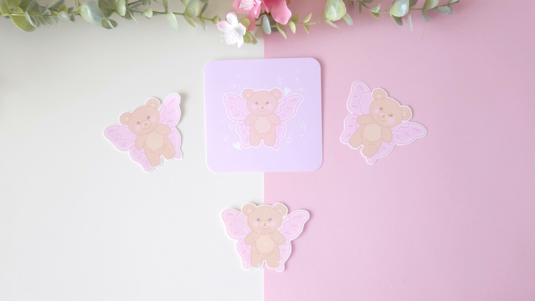 Oso Art Print Sticker Waterproof Sticker Decal Bear Fairy Kawaii - Etsy