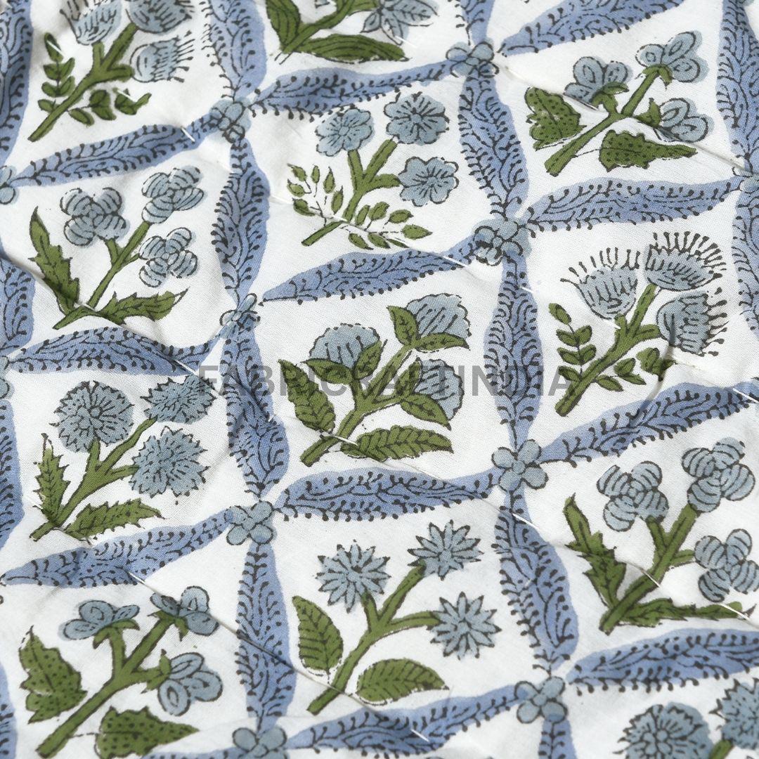 Light Steel Blue Comforter Quilt, Hand Block Printed 100% Pure Cotton ...