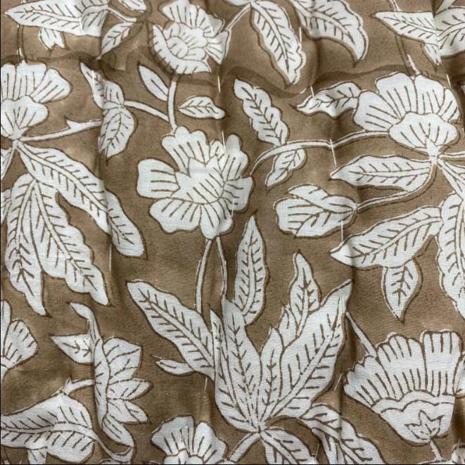 Oak Brown Comforter Quilt, Hand-block Printed 100% Pure Cotton Quilted ...