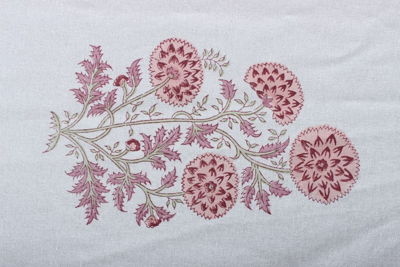 Tablecloth, Salmon Pink Indian Hand Block Floral Printed Table Top ...