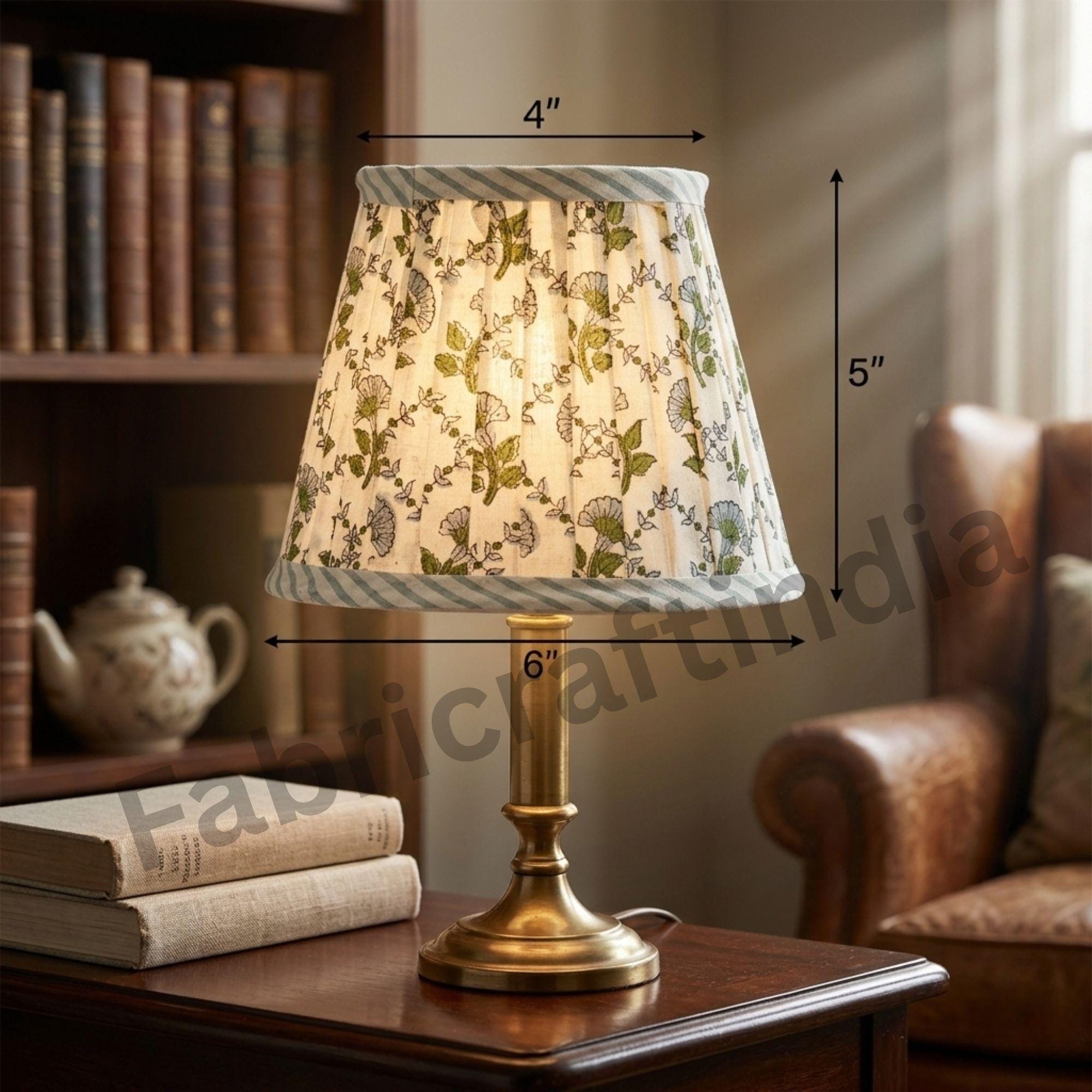 Floral Lampshade, Pure Cotton Fabric Pleated Lamp Shade Small Size Top ...