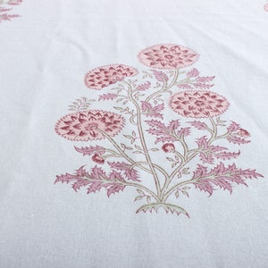 Tablecloth, Salmon Pink Indian Hand Block Floral Printed Table Top ...