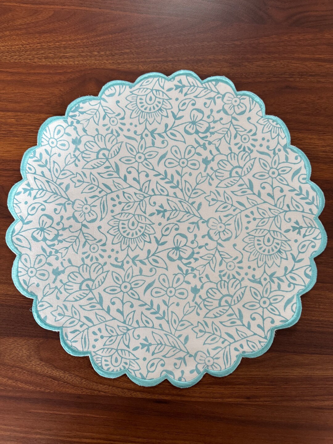 Mats, Turquoise Indian Floral Hand Block Printed 100% Pure Cotton Cloth ...