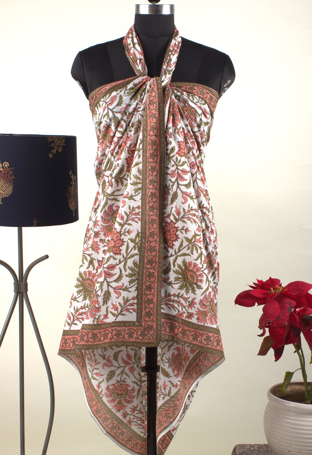 Mix and Match Indian Floral Hand Block Printed Cotton Cloth Sarong ...