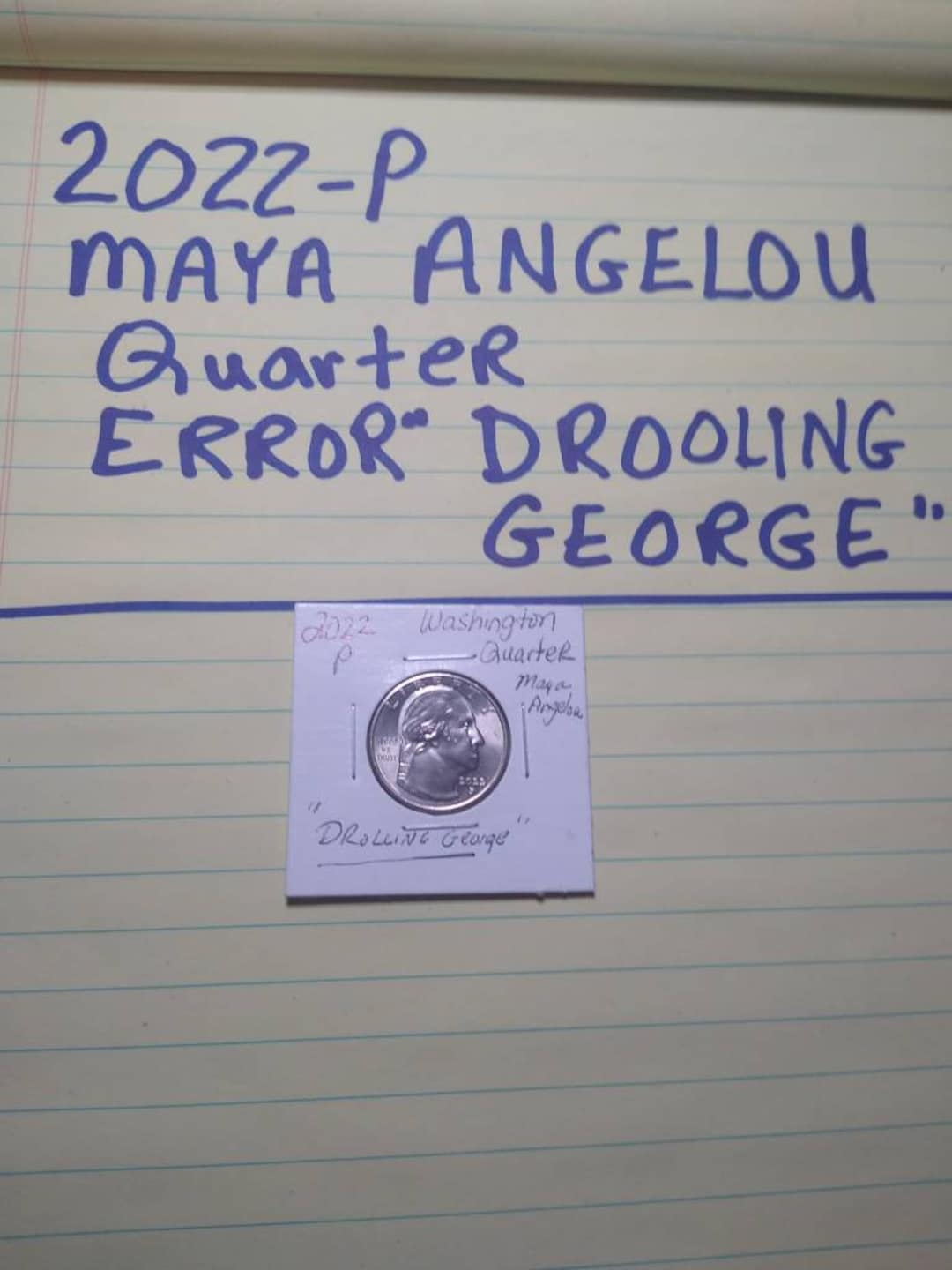 Mint Error 2022 P Maya Angelou Drooling George Quarter One Coin - Etsy