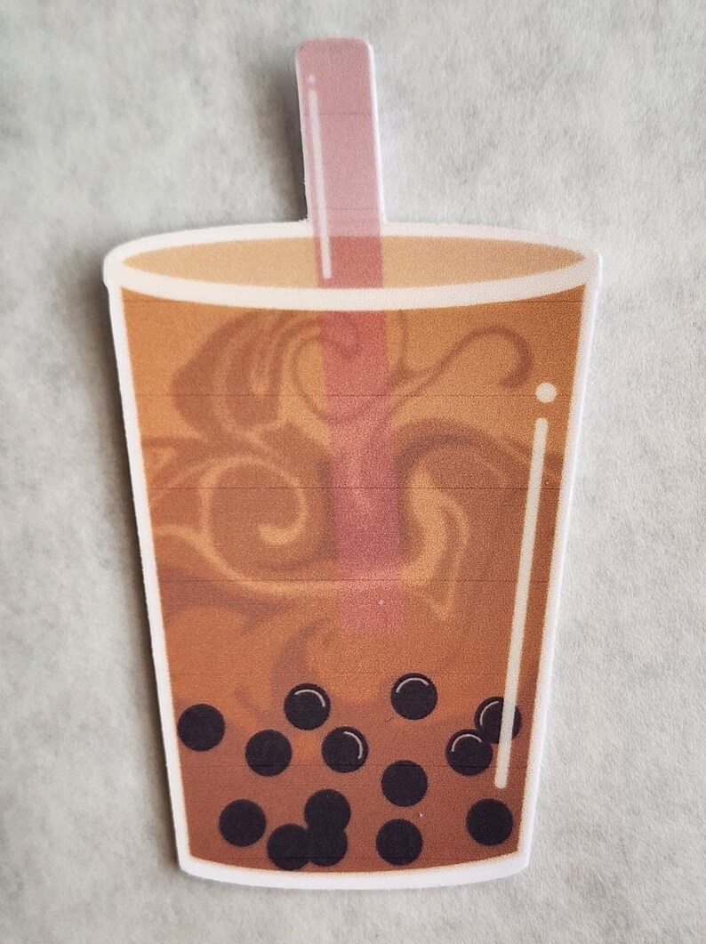 Boba Tea Vinyl Sticker, Glossy Water Resistant and UV Resistant Sticker ...