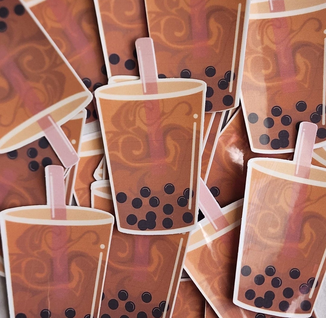 Boba Tea Vinyl Sticker, Glossy Water Resistant and UV Resistant Sticker ...