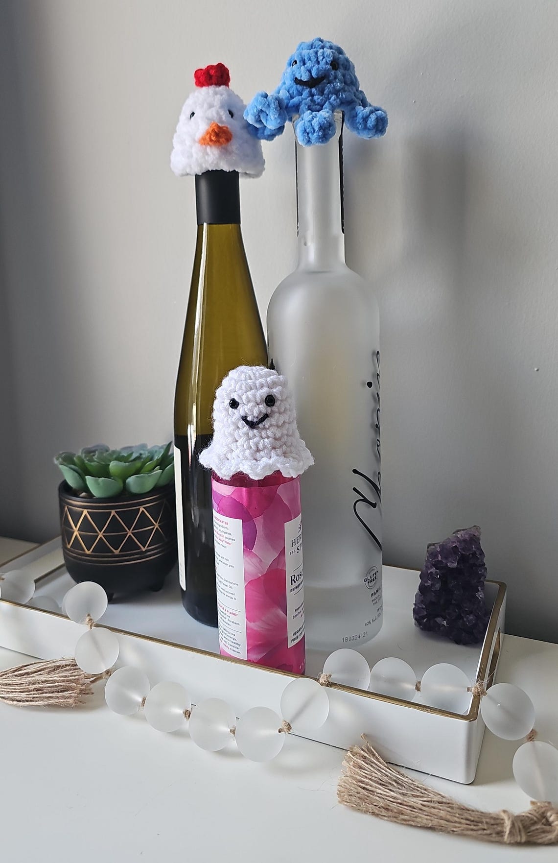 Crochet Animal Bottle Toppers: Handmade Wine & Liquor Bottle Hats - Etsy