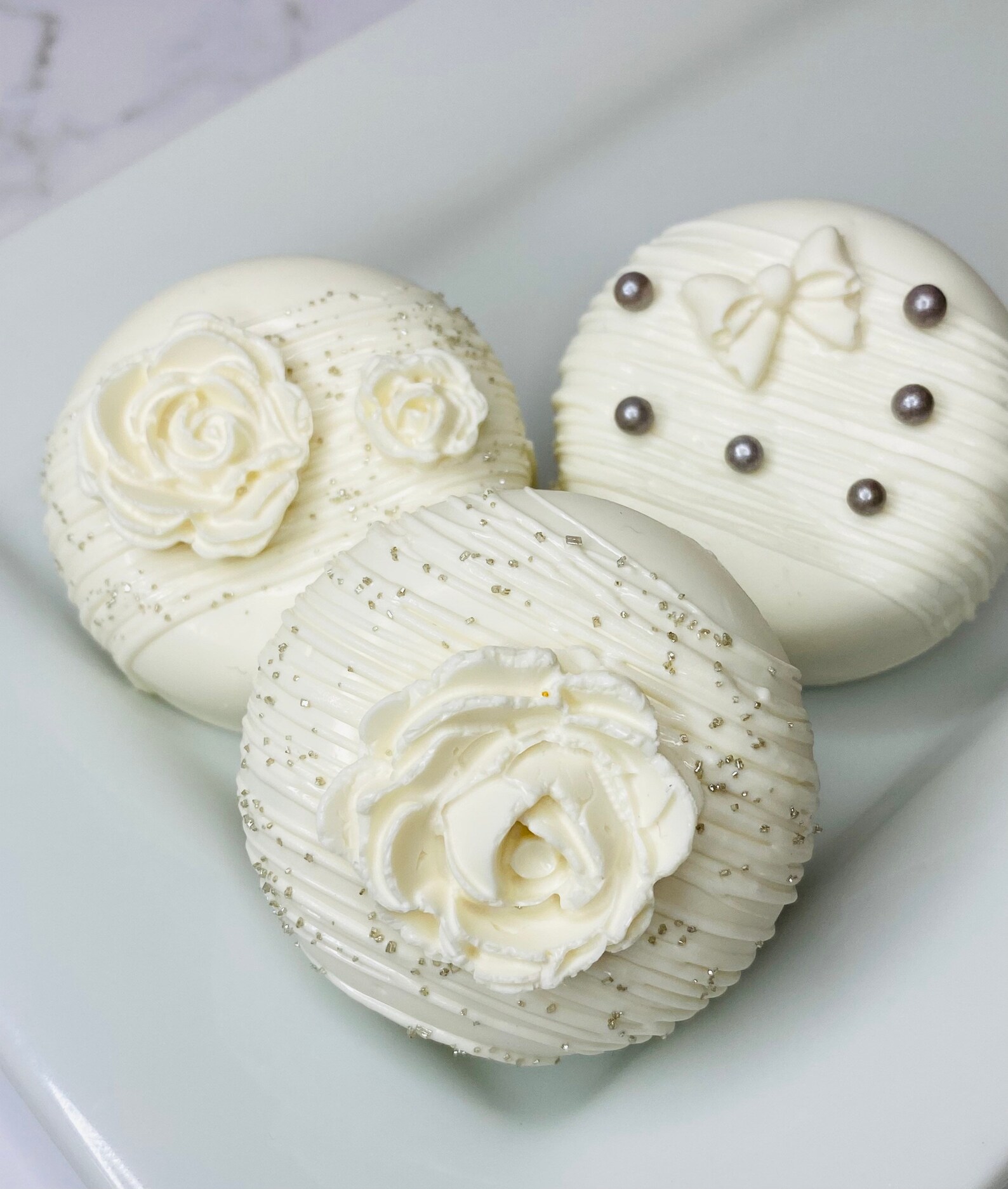 Chocolate Covered Oreo With White Silver or Gold and Bow or - Etsy