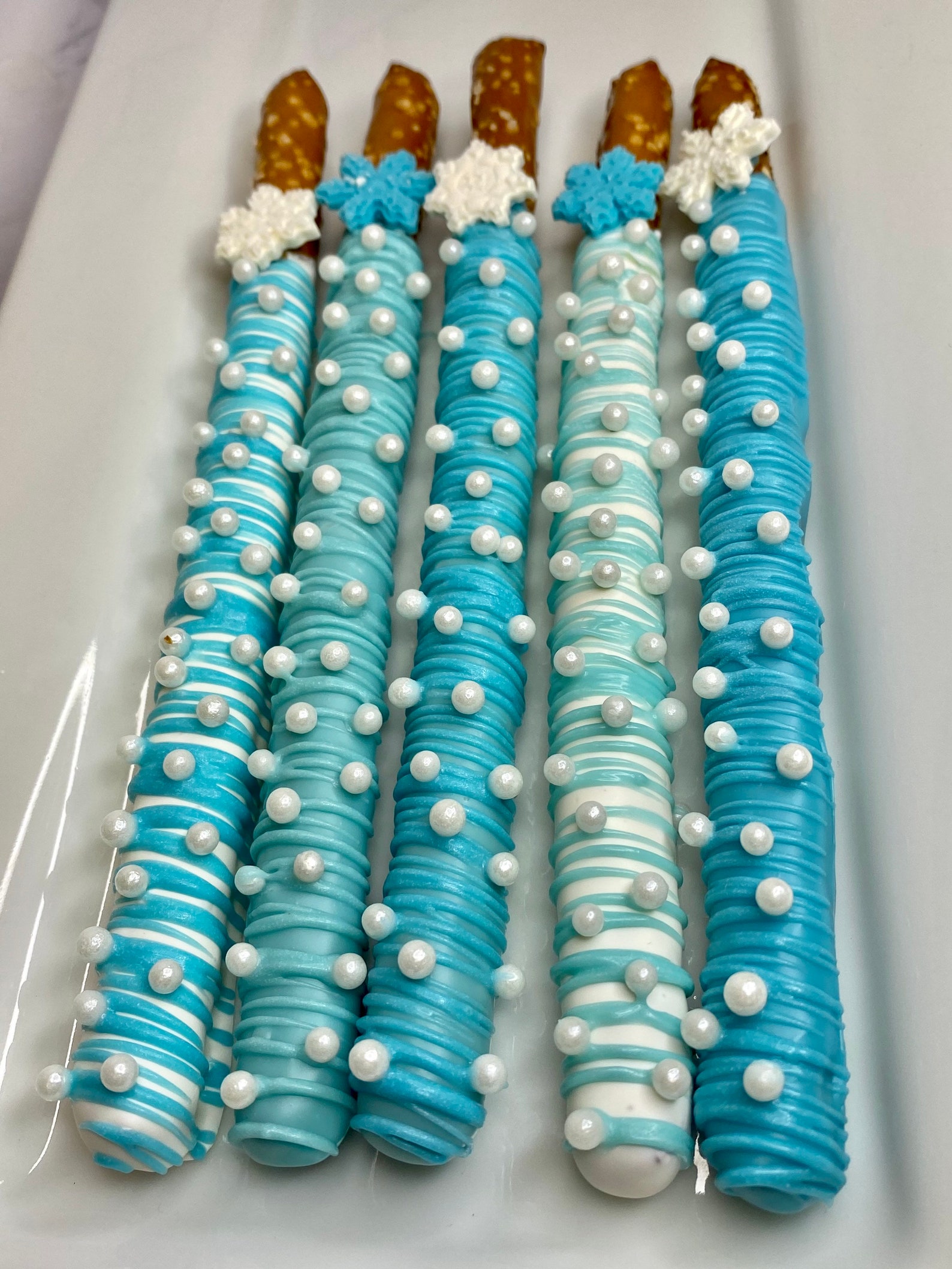 Chocolate Pretzel Rods Snowflake Winter Wonderland Princess - Etsy