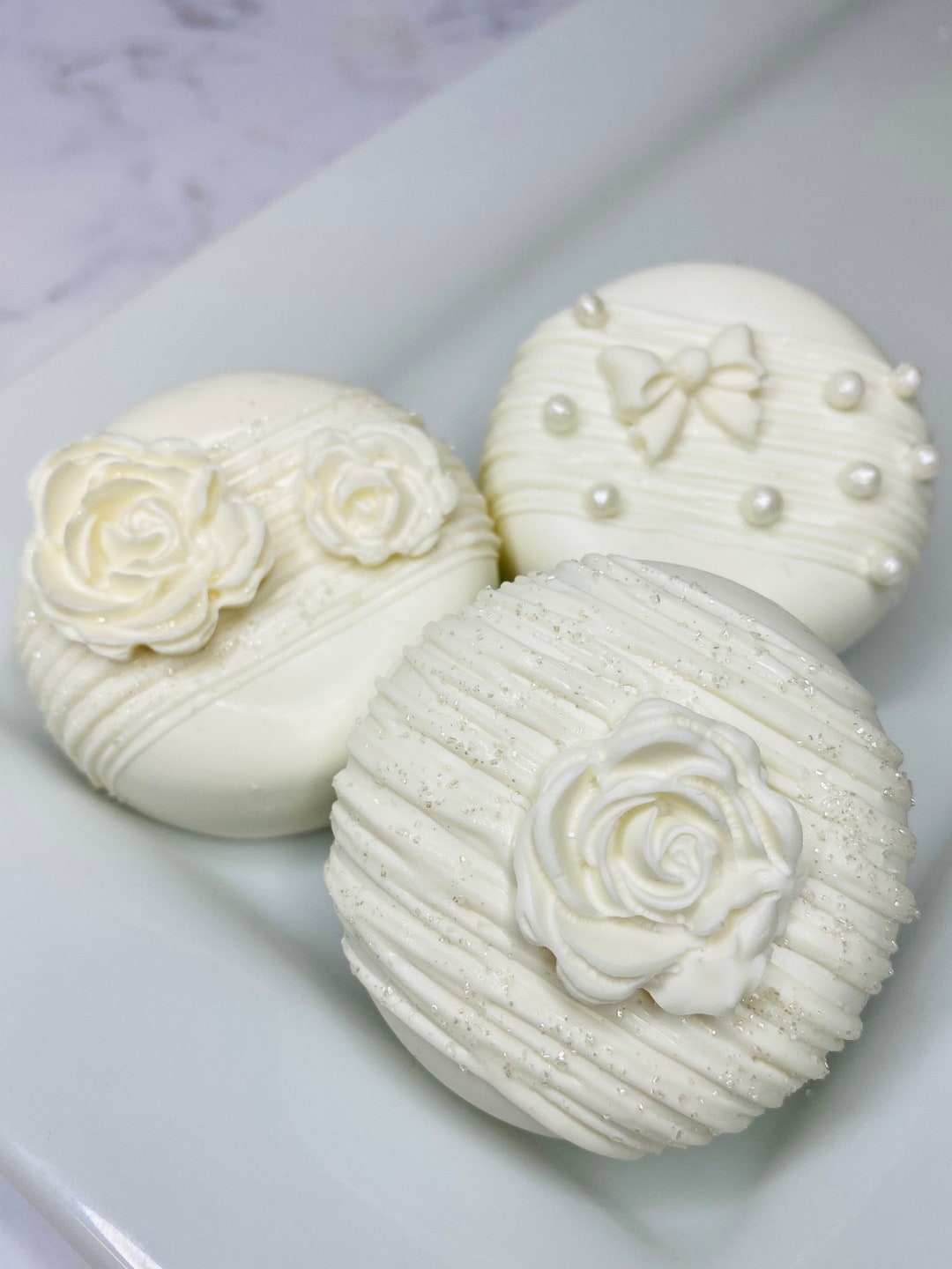 Chocolate Covered Oreo With White Silver or Gold and Bow or - Etsy