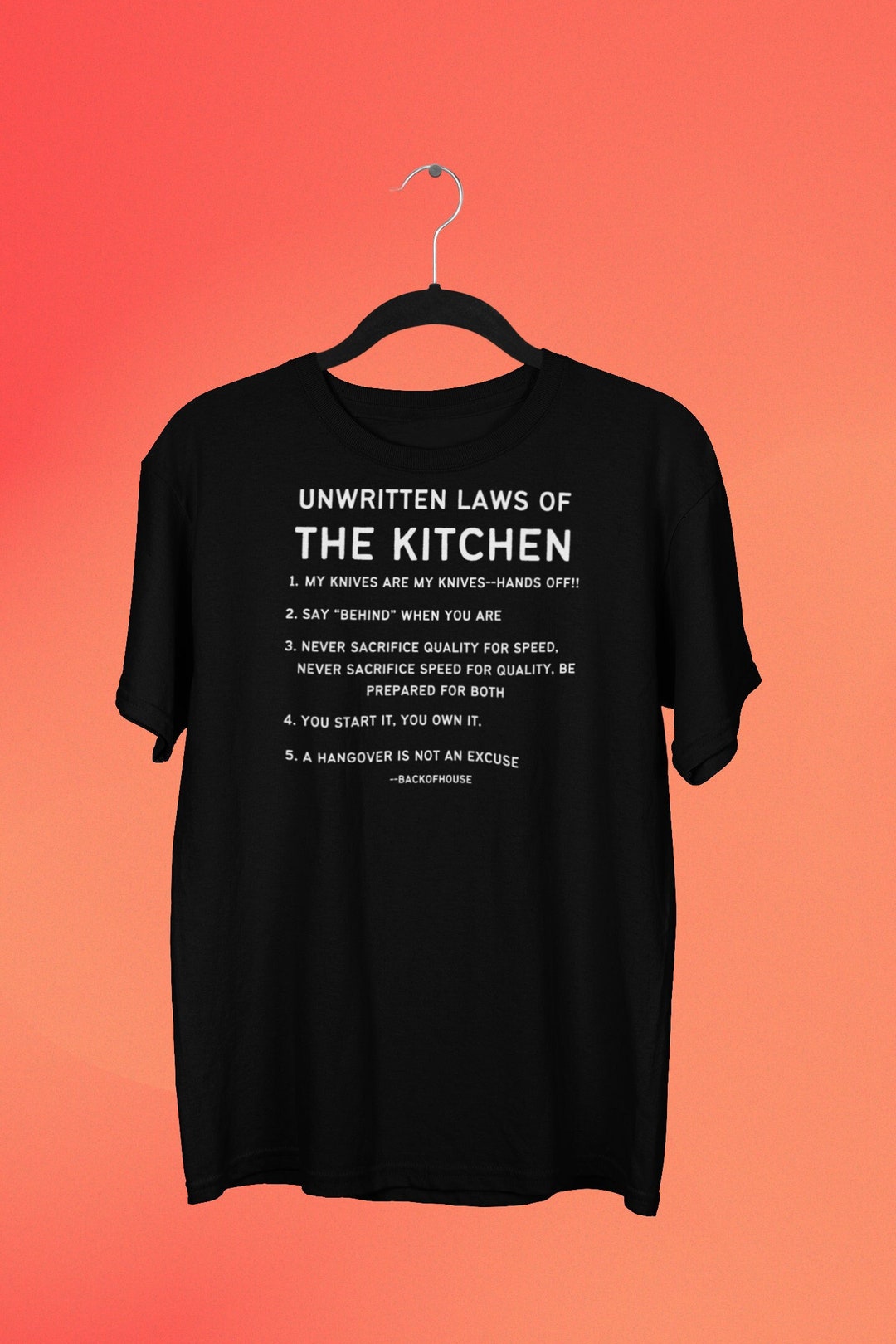Unwritten Rules of the Kitchen, Funny Chef T-shirt, Restaurant Worker Shirt, Kitchen Rules ...