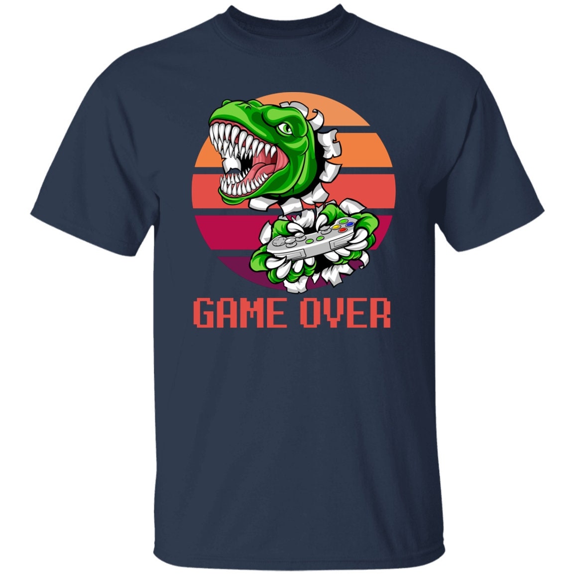 T-rex Gamer Game Over T-shirt, Tyrannosaurus Rex Dinosaur Graphic Video ...