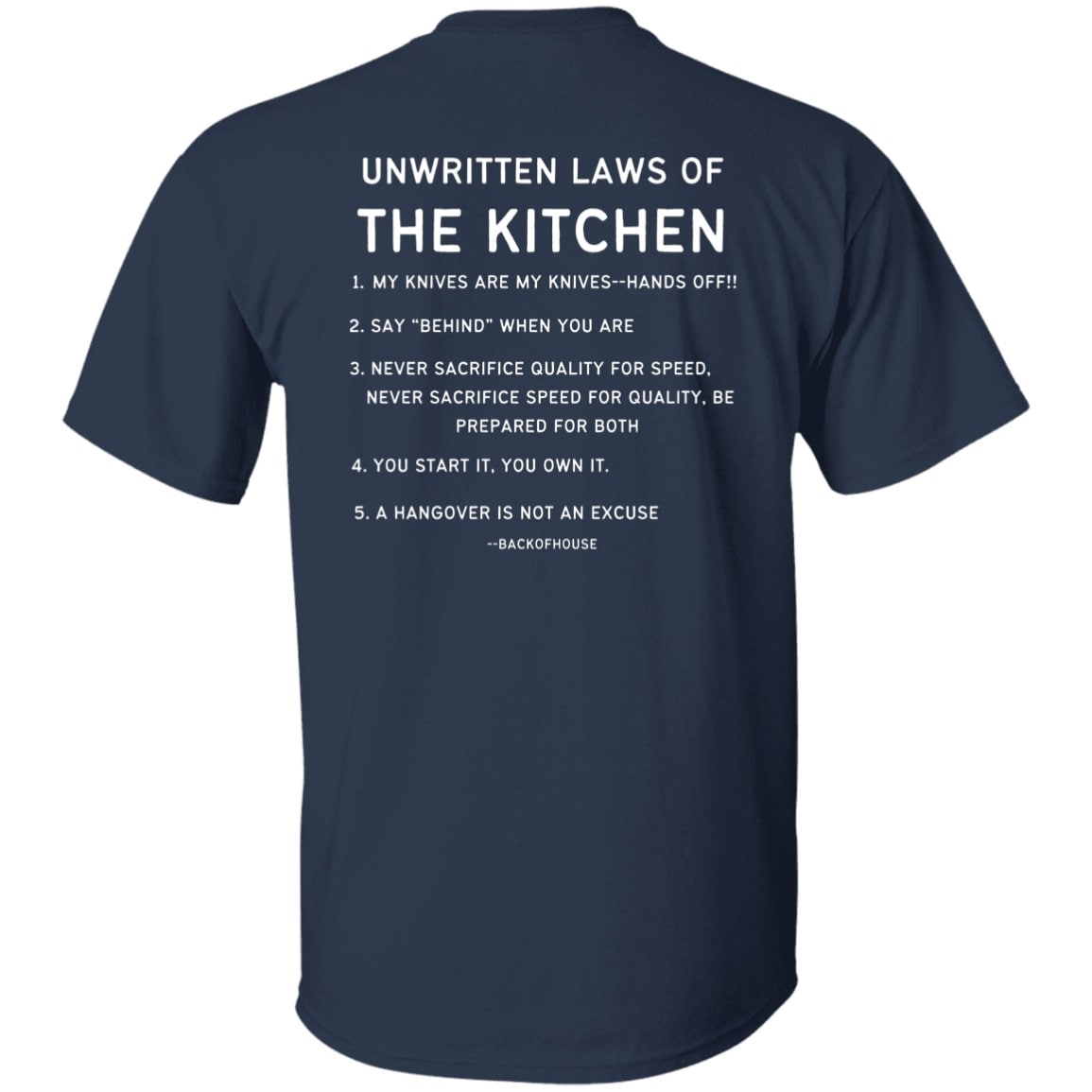 Unwritten Laws of the Kitchen BACK PRINT T-shirt, Funny Chef Shirt ...