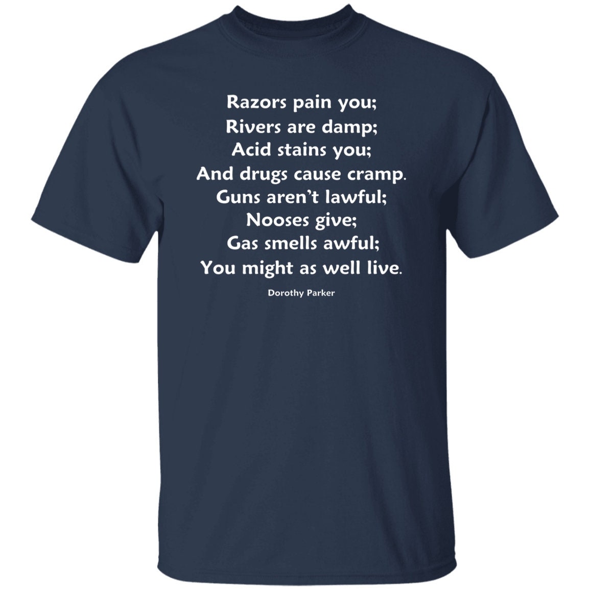 Dorothy Parker Mental Health Tshirt, Resume Poem Tee, Brainy Quote ...