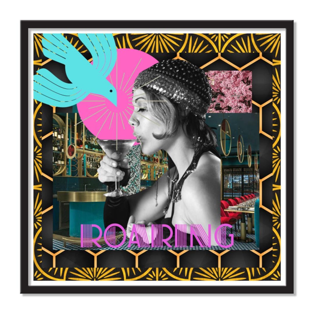 1920s Art Deco Flapper Woman Cocktail Lounge Great Gatsby Era Framed ...