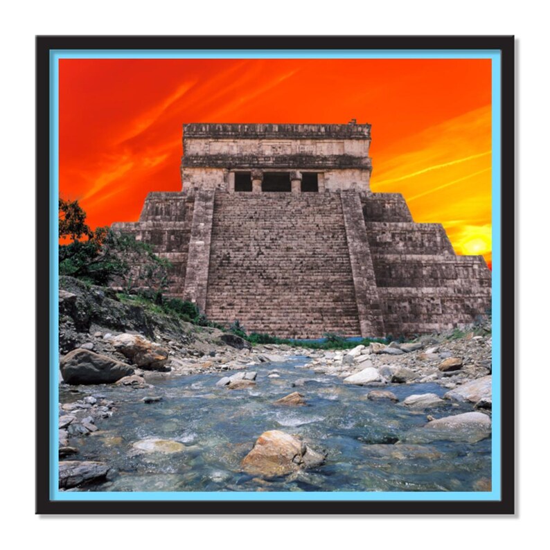 Surreal Pyramid Power Collage Art Print, Mayan Temple Chichen Itza ...