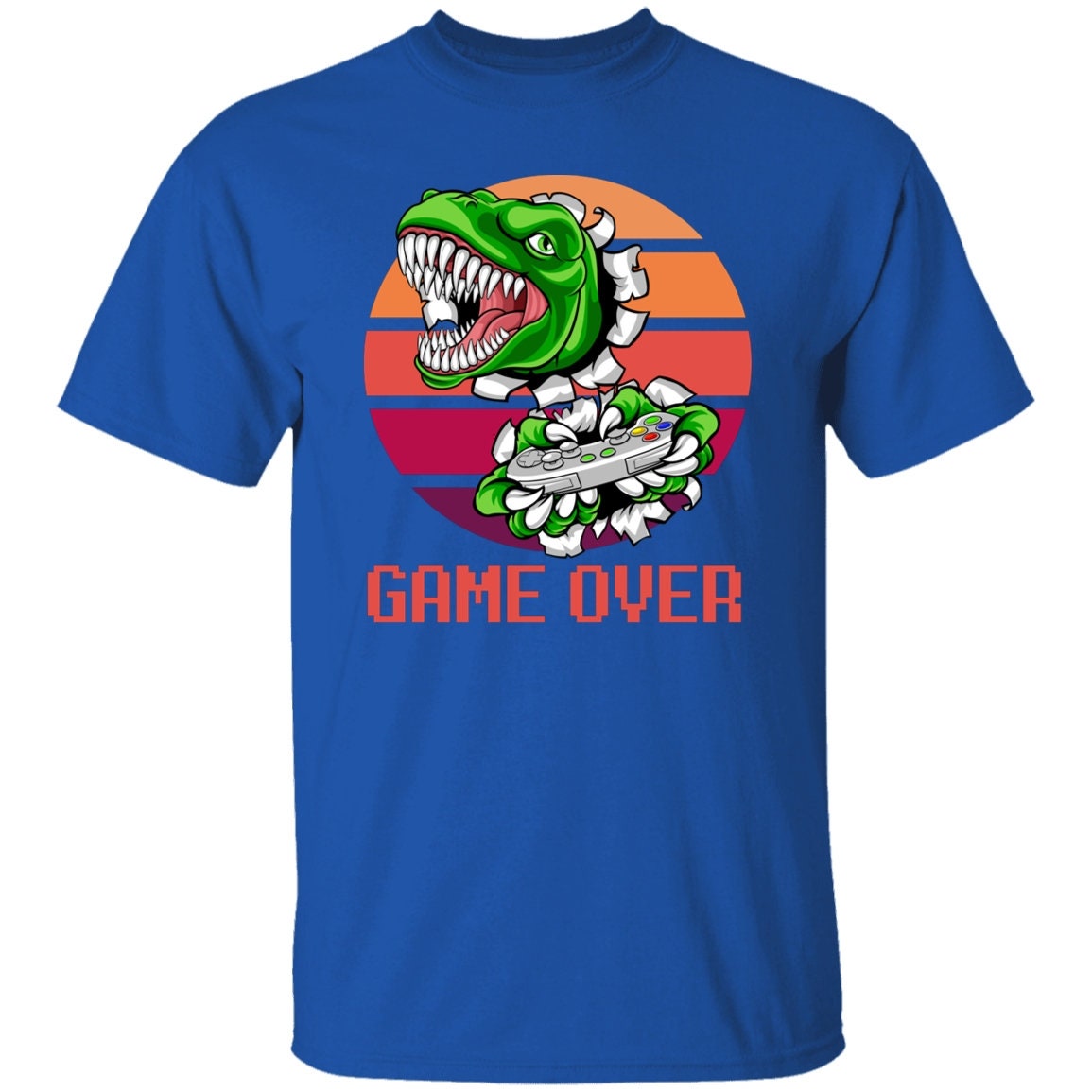 T-rex Gamer Game Over T-shirt, Tyrannosaurus Rex Dinosaur Graphic Video ...