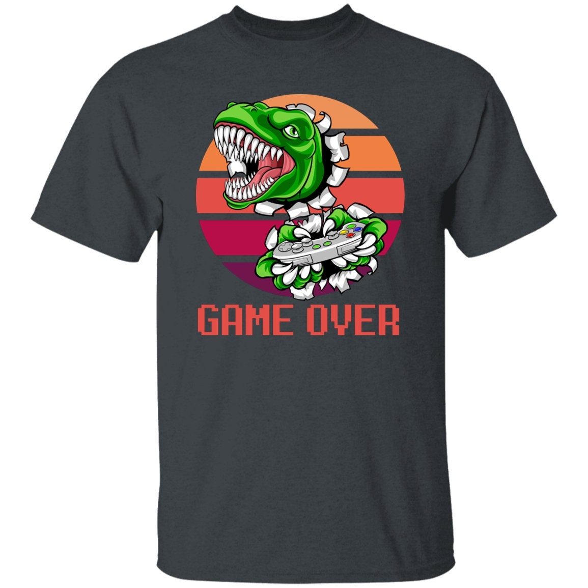 T-rex Gamer Game Over T-shirt, Tyrannosaurus Rex Dinosaur Graphic Video ...