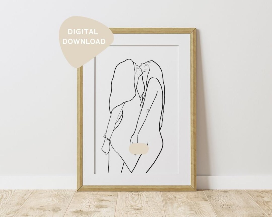 Minimalist Lesbian Digital Art Prints LGBTQ Love and Equality Art ...