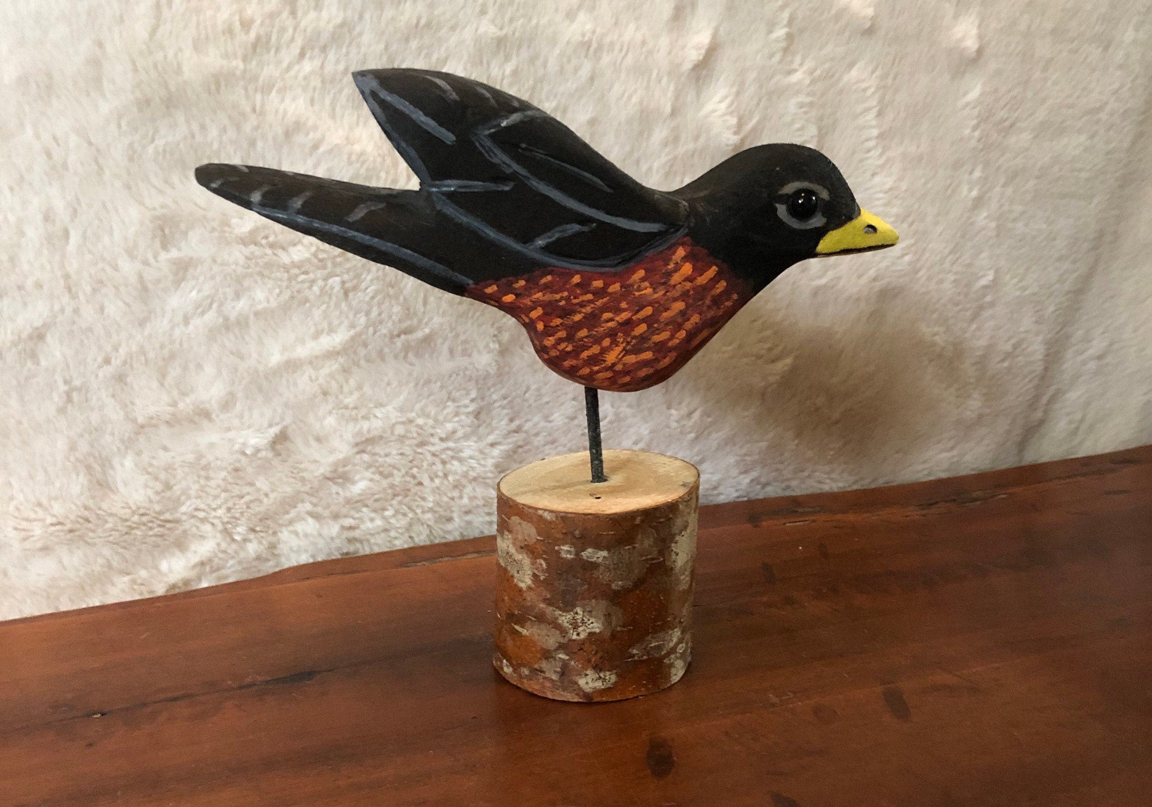 Hand Carved Wooden Robin Figurine - Etsy