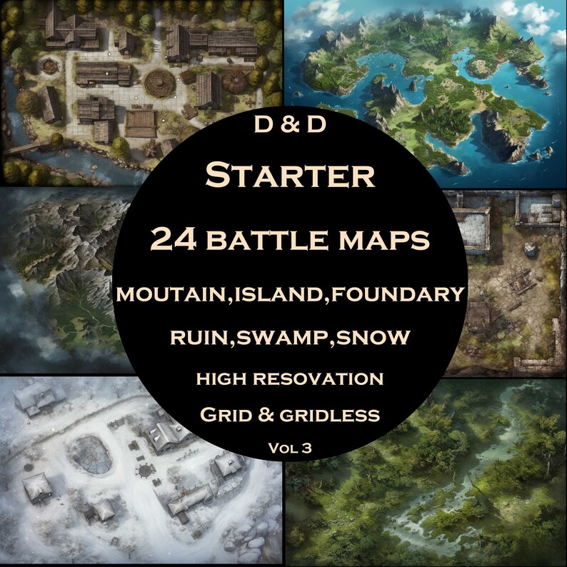 Dnd Starter Battle Map Bundle 24 Versatile D&D Battlemaps Set in ...