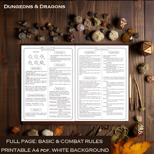 Printable Dnd 5e Player Cheat Sheet: Quick Rules Guide (A4/A5 PDF)，2 ...