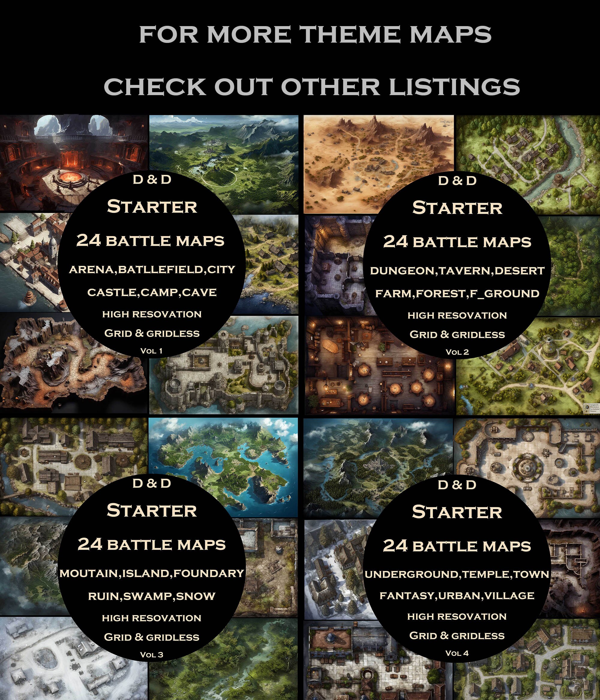 Dnd Starter Battle Map Bundle 24 Versatile D&D Battlemaps Set in ...