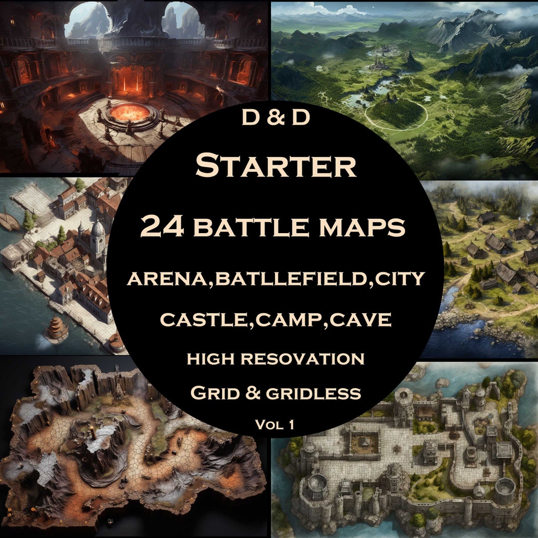 Dnd Starter Battle Map Bundle - 24 Versatile D&D Battlemaps Set in ...