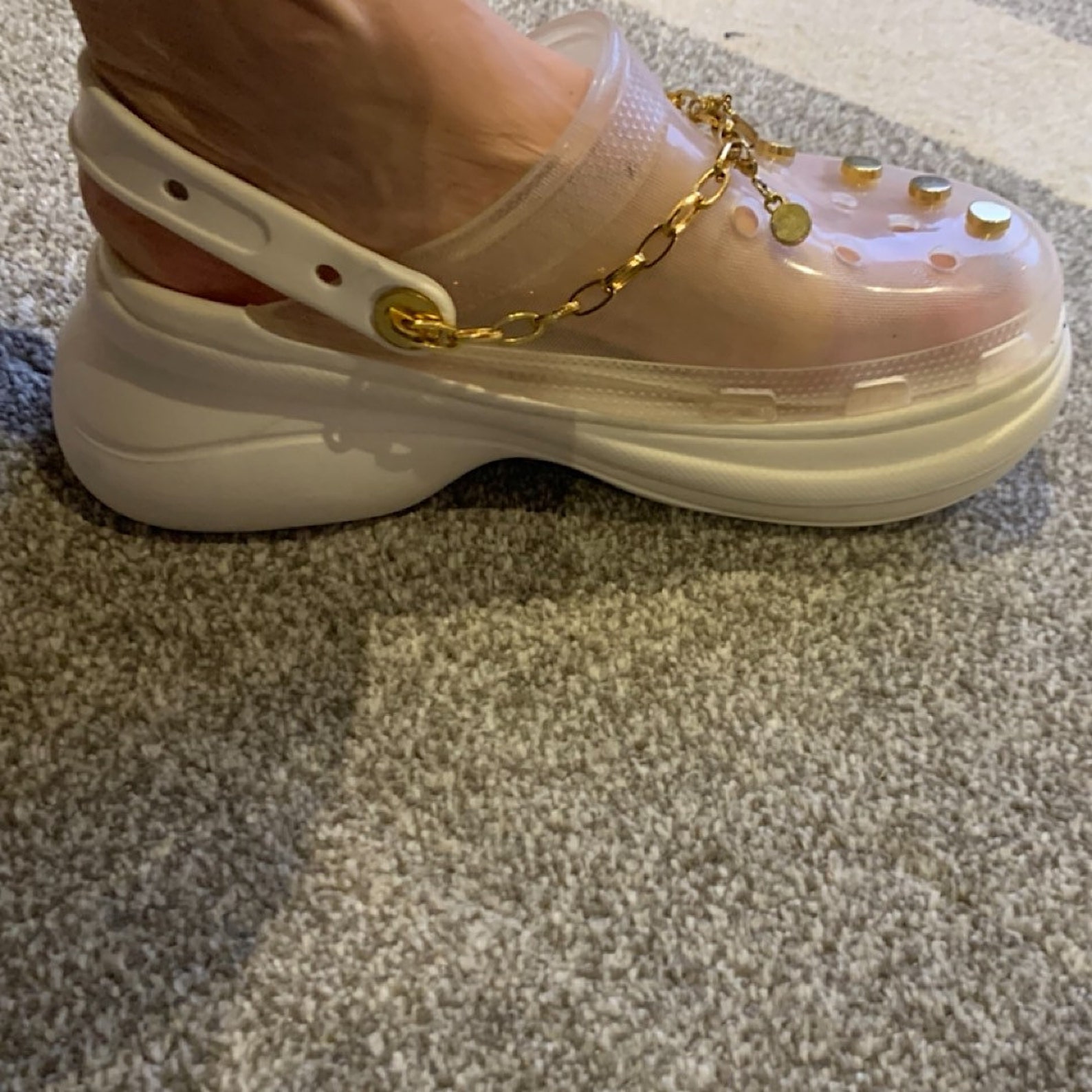 Transparent platform crocs with gold detailing Crocs rare | Etsy