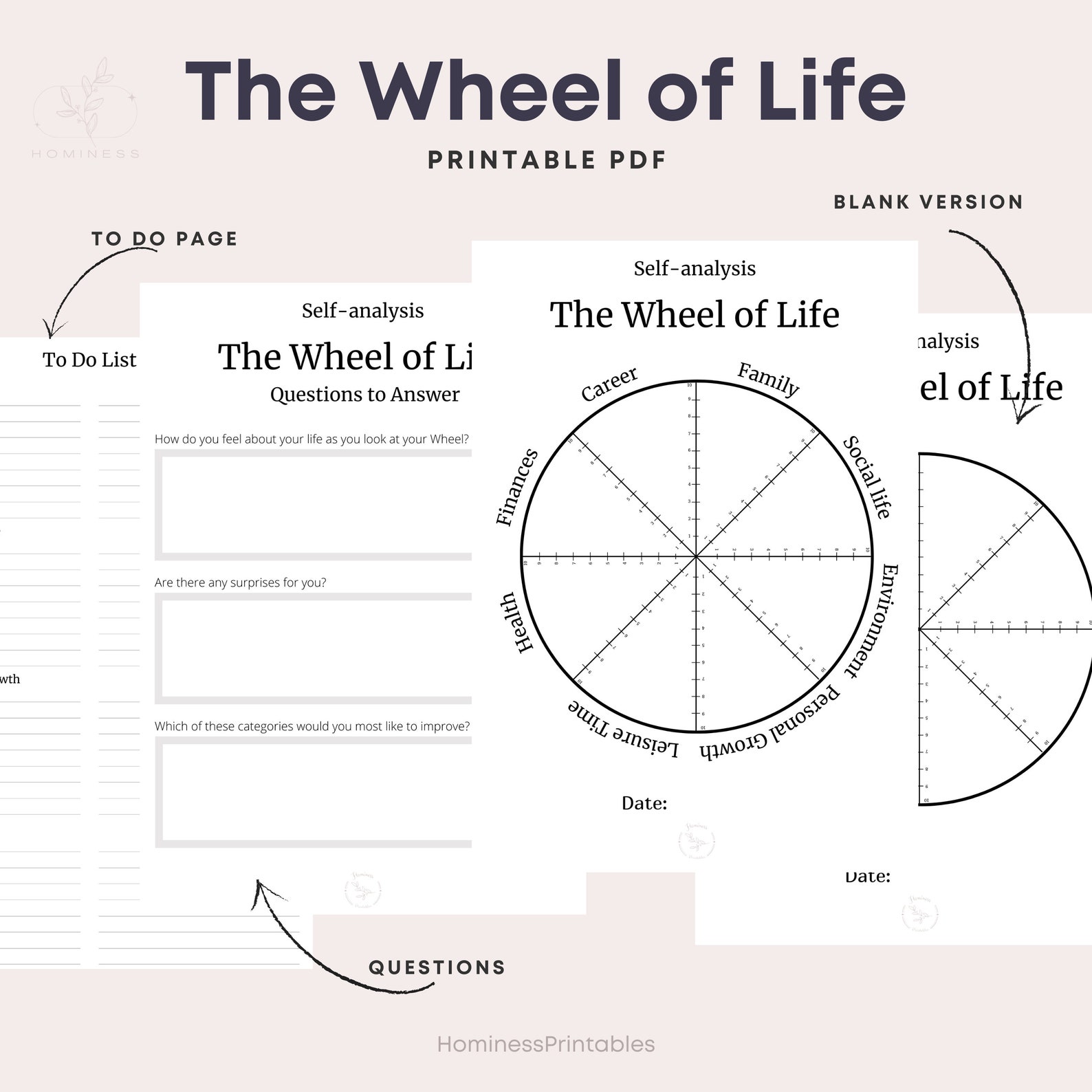 Wheel of Life Printable Wheel of Balance Template Coaching Worksheet ...