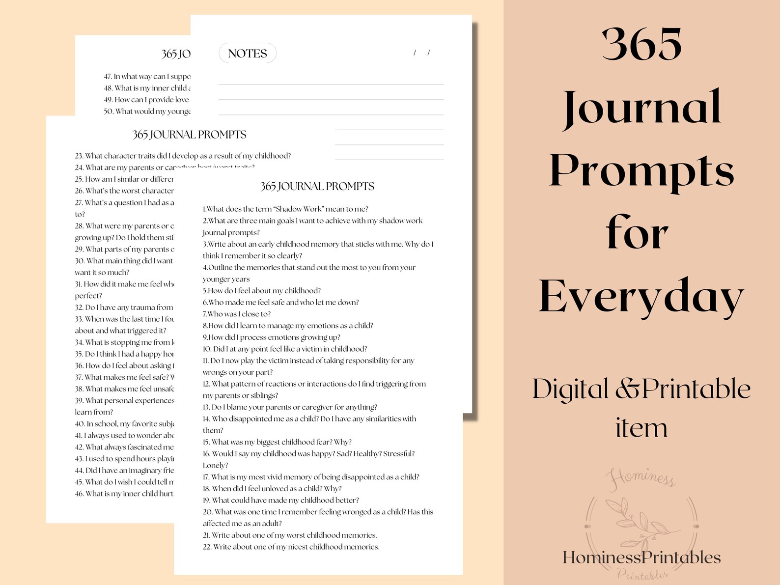 365 Journal Prompts Printable. Shadow Work Prompts for - Etsy