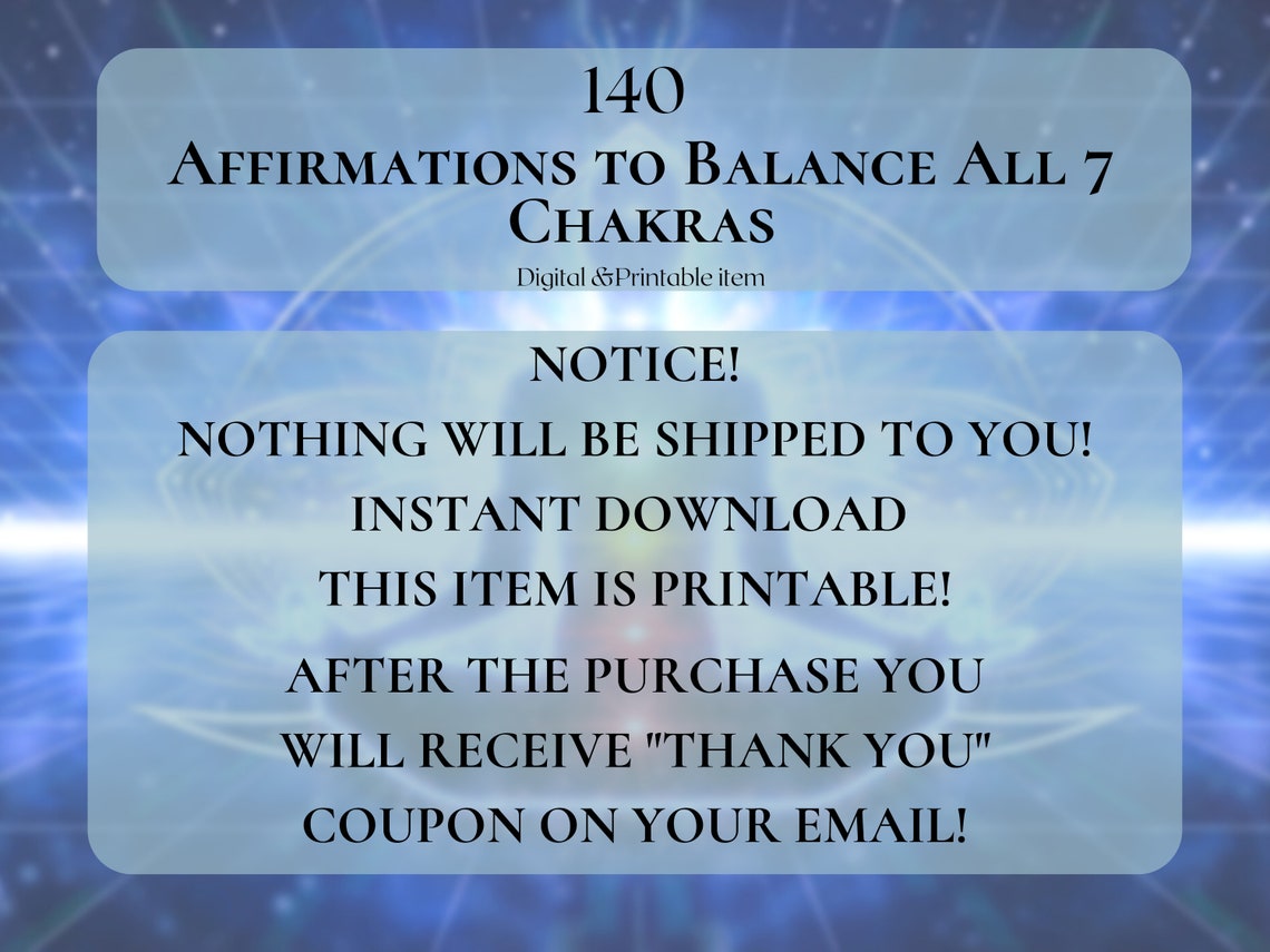 Chakras Affirmations Printable. Chakra Affirmations List PDF. - Etsy