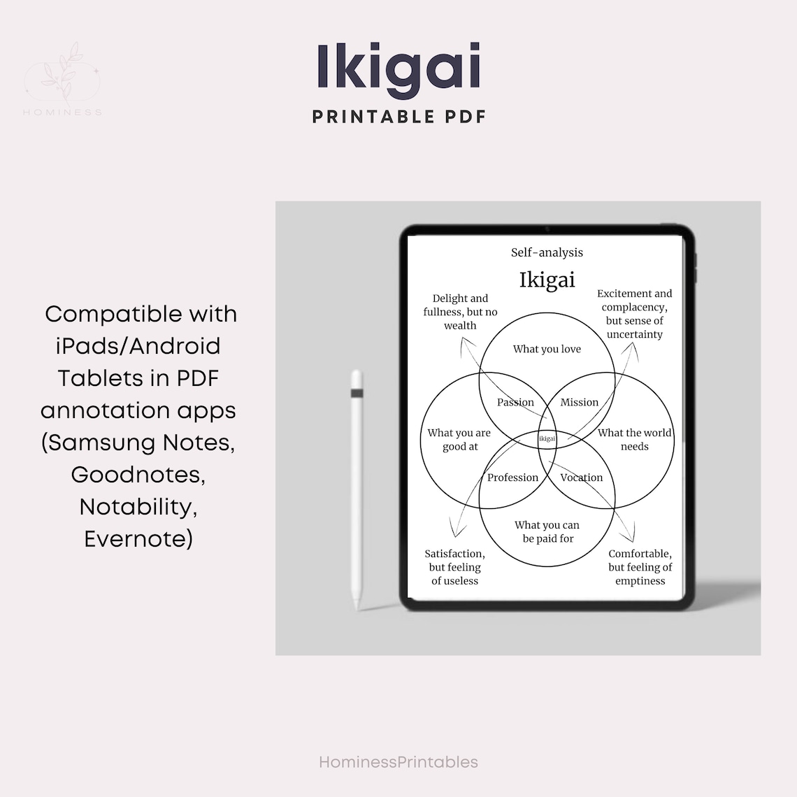 Find Your Ikigai Printable Ikigai Template Ikigai Method Worksheet ...
