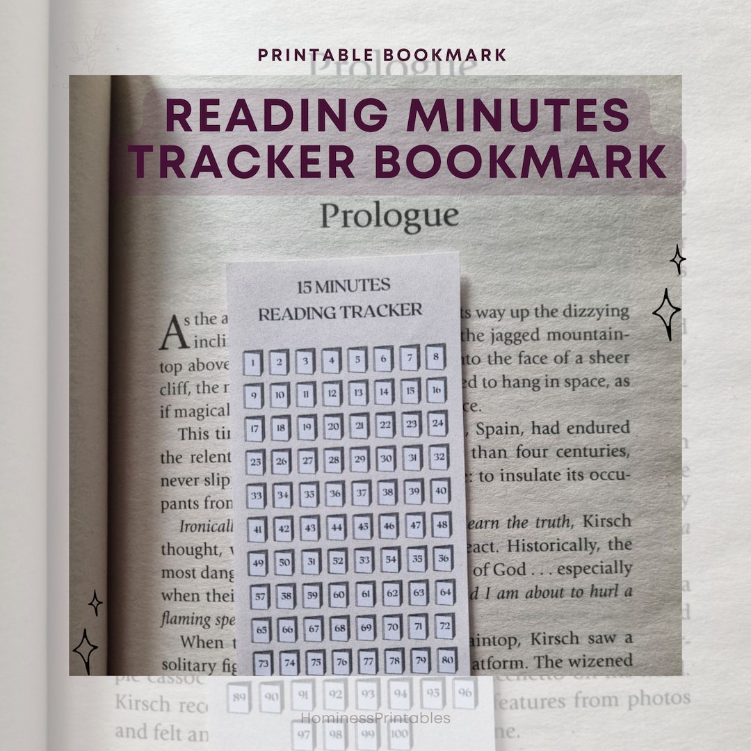 Printable Bookmark. Reading Minutes Tracker Bookmark. Reading Challenge ...