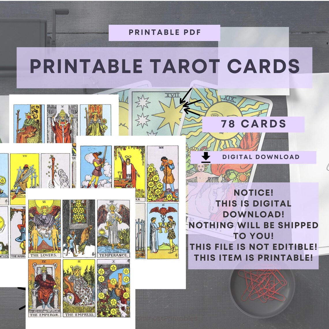 Tarot Cards Printable 78 Rider Waite Tarot Cards Printable Tarot for ...