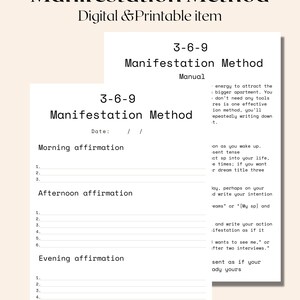 369 Manifestation Method Printable 369 Manifestation Template Law of ...
