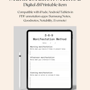 369 Manifestation Method Printable 369 Manifestation Template Law of ...