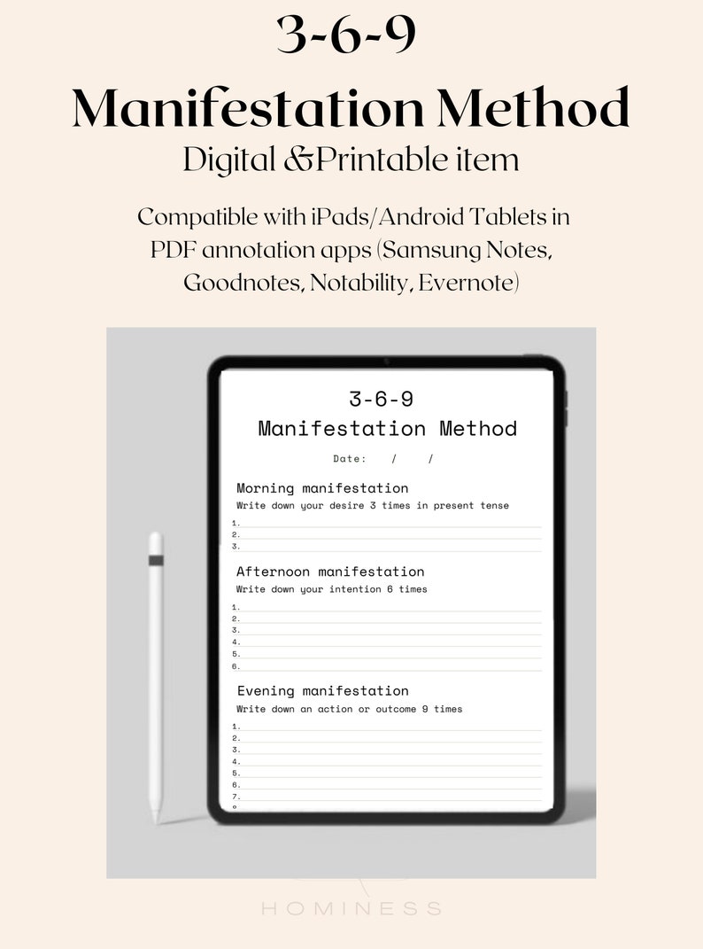 369 Manifestation Method Printable 369 Manifestation Template Law of ...