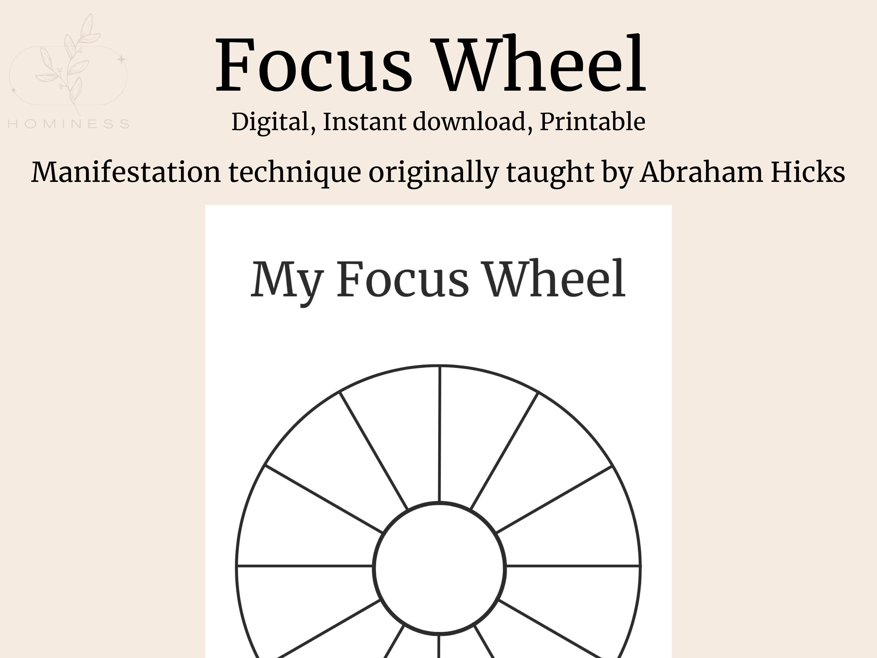 Focus Wheel Printable Abraham Hicks Manifesting Method Template Law of ...