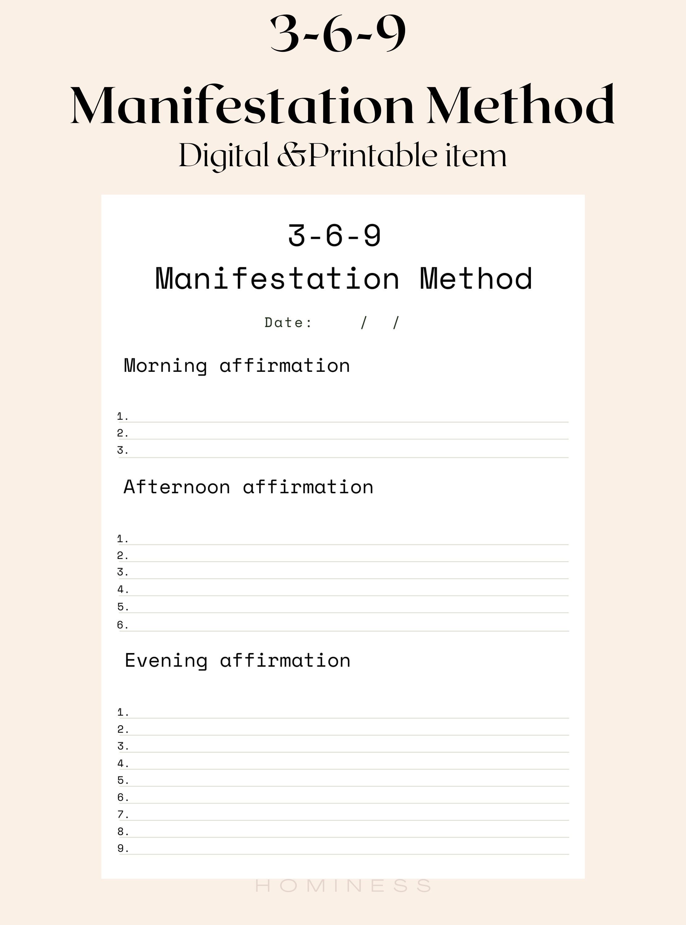 369 Manifestation Method Printable 369 Manifestation Etsy